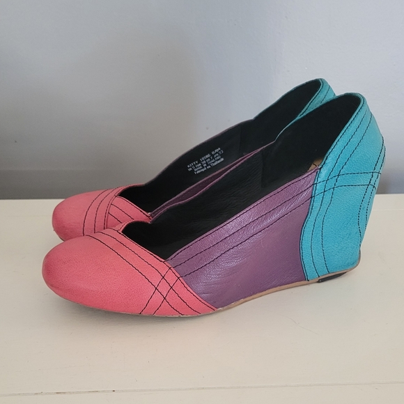 J Shoes | Shoes | Rare J Shoes Kitty Patchwork Wedges | Poshmark